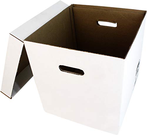 12" Vinyl Record Storage Box - Sturdy Cardboard with Removable Lid - Holds up to 90 Records or Laser Discs - Set of 10 Boxes #12BC13