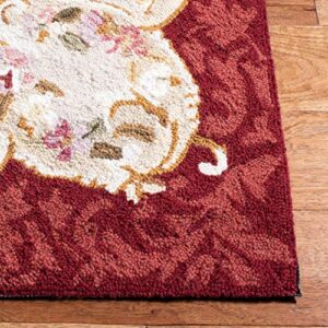 SAFAVIEH Chelsea Collection 2'6" x 8' Ivory / Burgundy HK73A Hand-Hooked French Country Wool Runner Rug