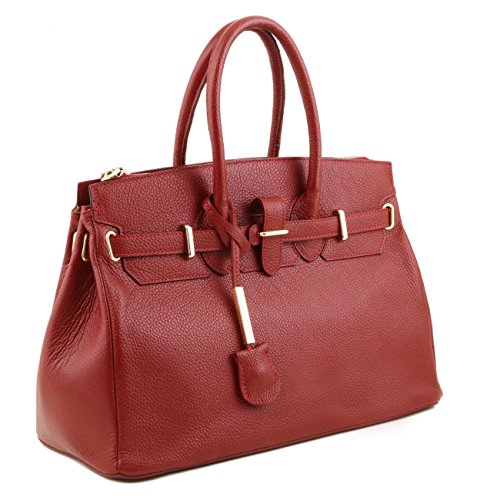 Tuscany Leather TLBag Leather handbag with golden hardware Cognac