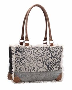 myra bag leaf swirls upcycled canvas bag s-1151