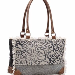 Myra Bag Leaf Swirls Upcycled Canvas Bag S-1151