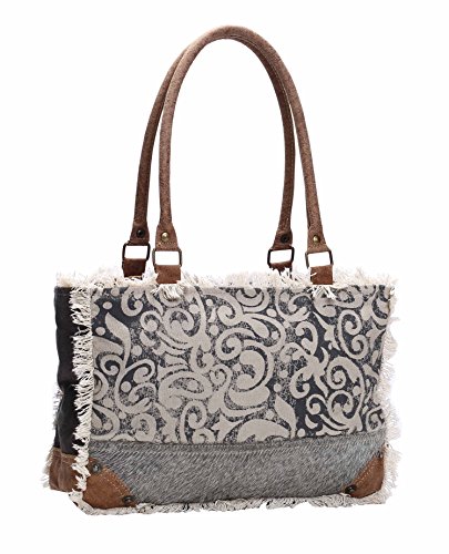 Myra Bag Leaf Swirls Upcycled Canvas Bag S-1151