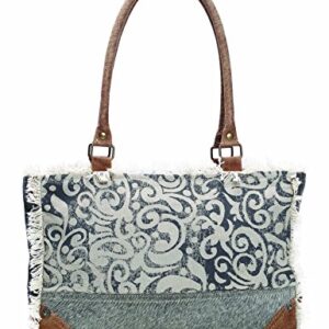 Myra Bag Leaf Swirls Upcycled Canvas Bag S-1151