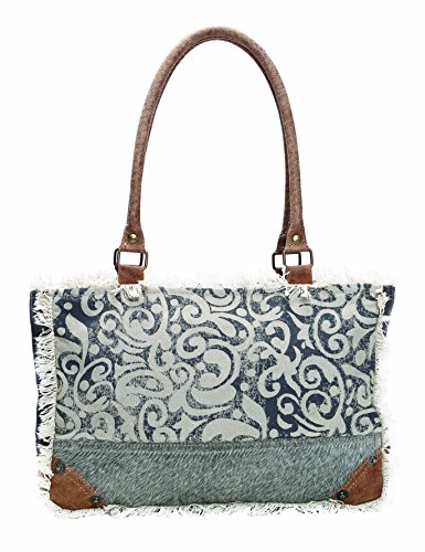 Myra Bag Leaf Swirls Upcycled Canvas Bag S-1151