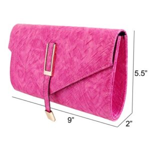 Weaved Pattern Faux Leather Clutch, Fuchsia