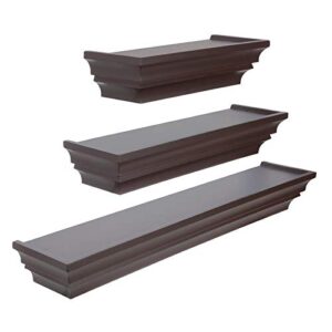 pemberly row traditional madison shelves set of 3 espresso engineered wood