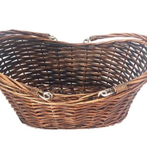 TopherTrading TOPOT Dark Brown Willow Basket with Hard Liner & Double Handles