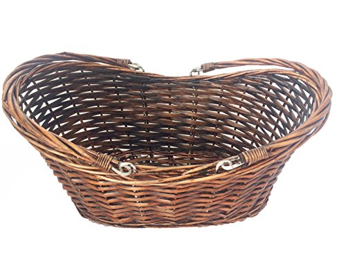 TopherTrading TOPOT Dark Brown Willow Basket with Hard Liner & Double Handles