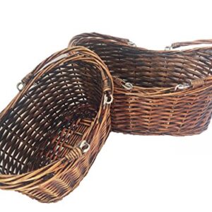 TopherTrading TOPOT Dark Brown Willow Basket with Hard Liner & Double Handles