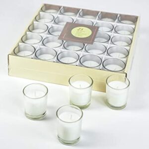 Serene Spaces Living 10-Hour Votive Candle Set of 100 – White Unscented Candles with Clear Glass Holders, Ideal for Weddings, Parties, Events, 2" Tall and 1.75" Diameter