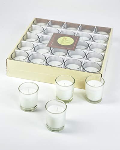 Serene Spaces Living 10-Hour Votive Candle Set of 100 – White Unscented Candles with Clear Glass Holders, Ideal for Weddings, Parties, Events, 2" Tall and 1.75" Diameter