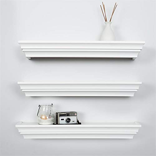 Pemberly Row Traditional Madison Wall Shelves Set of 3 White Engineered Wood