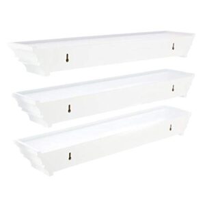 Pemberly Row Traditional Madison Wall Shelves Set of 3 White Engineered Wood