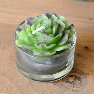 WISDOMTOY Holiday Party Succulents Mini Green Meat Plant Romantic Candle Decoration, Set of 4