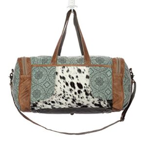 Myra Bag Floral Cowhide & Upcycled Canvas Travel Bag S-1160