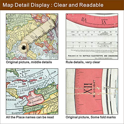 ASENART Flat Retro Earth Map - Gleason's New Standard Map of The World Poster Waterproof Canvas Print No Frame-12 x18