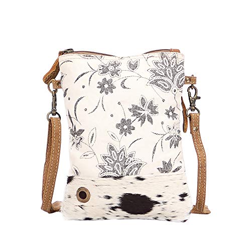 Myra Bag Bloom Bleach Upcycled Canvas & Cowhide Small Crossbody Bag S-1501