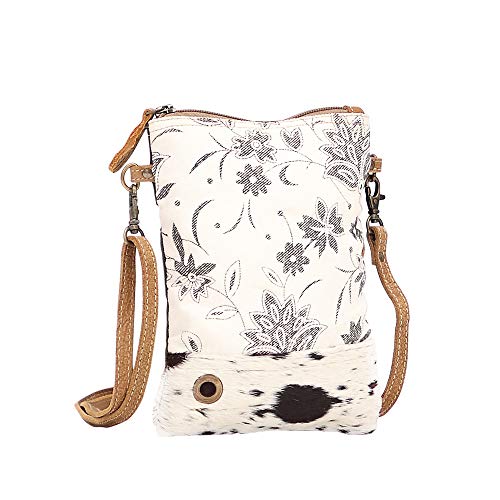 Myra Bag Bloom Bleach Upcycled Canvas & Cowhide Small Crossbody Bag S-1501