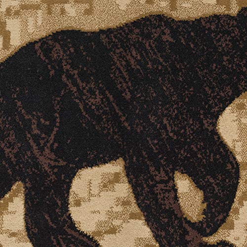 Universal Rugs Black Bear Pattern Brown Runner, 2.7' x 10