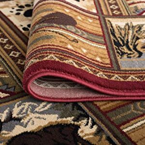 Universal Rugs Black Bear Pattern Brown Runner, 2.7' x 10