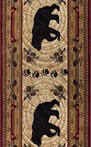 Universal Rugs Black Bear Pattern Brown Runner, 2.7' x 10