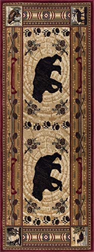 Universal Rugs Black Bear Pattern Brown Runner, 2.7' x 10