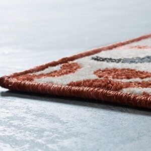 Unique Loom Modern Collection Floral, Geometric, Abstract, Bright Colors, Indoor and Outdoor Area Rug, 5 ft x 8 ft, Terracotta/Beige