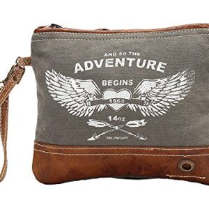 Myra Bag Adventure Begins Upcycled Canvas Wristlet Bag S-1020