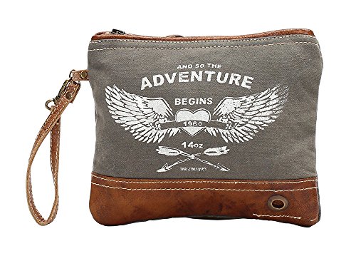 Myra Bag Adventure Begins Upcycled Canvas Wristlet Bag S-1020