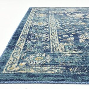 Unique Loom Oslo Collection Traditional Botanical Navy Blue Area Rug (6' x 9')