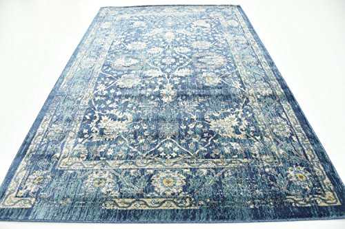 Unique Loom Oslo Collection Traditional Botanical Navy Blue Area Rug (6' x 9')