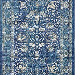 Unique Loom Oslo Collection Traditional Botanical Navy Blue Area Rug (6' x 9')