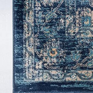 Unique Loom Oslo Collection Traditional Botanical Navy Blue Area Rug (6' x 9')