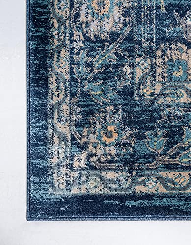 Unique Loom Oslo Collection Traditional Botanical Navy Blue Area Rug (6' x 9')