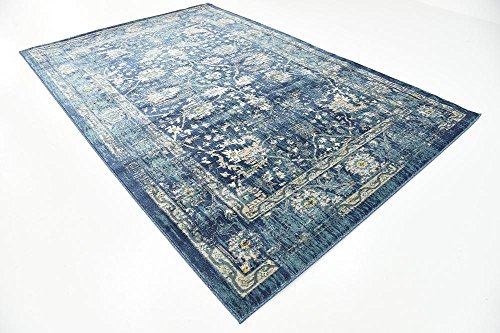 Unique Loom Oslo Collection Traditional Botanical Navy Blue Area Rug (6' x 9')