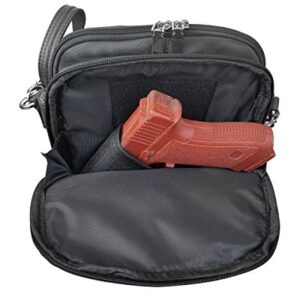 Roma Leathers Square Leather Cross body Bag Men & Women Conceal Carry Gun Purse (Black)