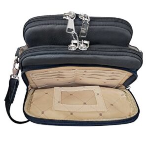 Roma Leathers Square Leather Cross body Bag Men & Women Conceal Carry Gun Purse (Black)