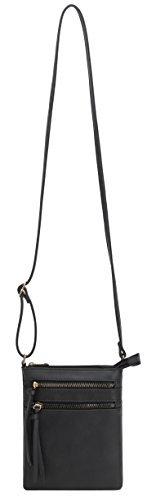 DELUXITY Crossbody Purse Bag Shoulder Bag Multi Pocket Zipper Purse | Black