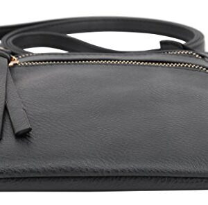 DELUXITY Crossbody Purse Bag Shoulder Bag Multi Pocket Zipper Purse | Black