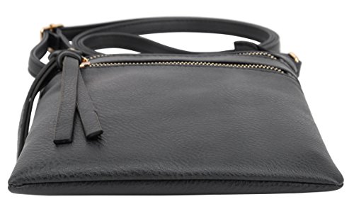 DELUXITY Crossbody Purse Bag Shoulder Bag Multi Pocket Zipper Purse | Black