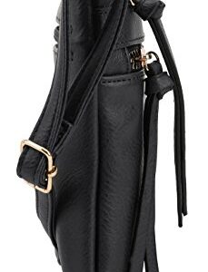 DELUXITY Crossbody Purse Bag Shoulder Bag Multi Pocket Zipper Purse | Black