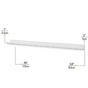 Wallniture Boston 46 Inch White Wall Shelf for Picture Frames, Narrow Picture Ledge Shelf for Wall Decor, Wood