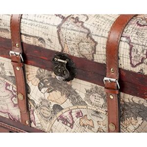 Juvale Set of 3 Wooden Storage Chest & Vintage Trunks, Victorian Map Print (Large, Medium & Small)