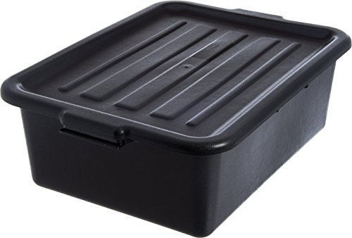 Carlisle FoodService Products N4401203 Comfort Curve™ Ergonomic Wash Basin Tote Box Lid, Universal, Black (Pack of 12)