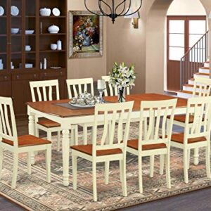 East West Furniture DOAN9-WHI-W Dining Set, 9 Pieces