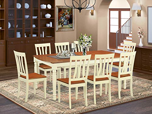 East West Furniture DOAN9-WHI-W Dining Set, 9 Pieces