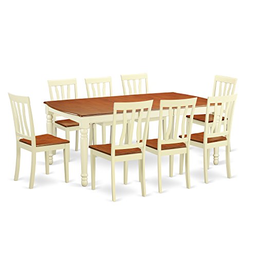 East West Furniture DOAN9-WHI-W Dining Set, 9 Pieces