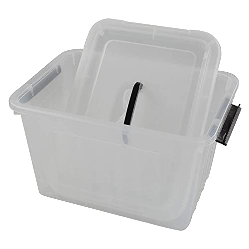 Anbers 1 Pack Plastic Box with Handle, 12 Quart Clear Bin with Lid