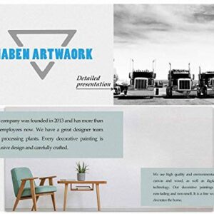 Trucks Convoy, California Black And White Print On Canvas Wall Artwork Modern Photography Home Decor Unique Pattern Stretched and Framed 3 piece