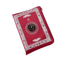 hitopin travel prayer mat, 60cm*100cm praying rug, portable polyester prayer rug with compass, islamic waterproof prayer mat, musilm prayer mat, for ramadan gifts, islamic prayer (red)